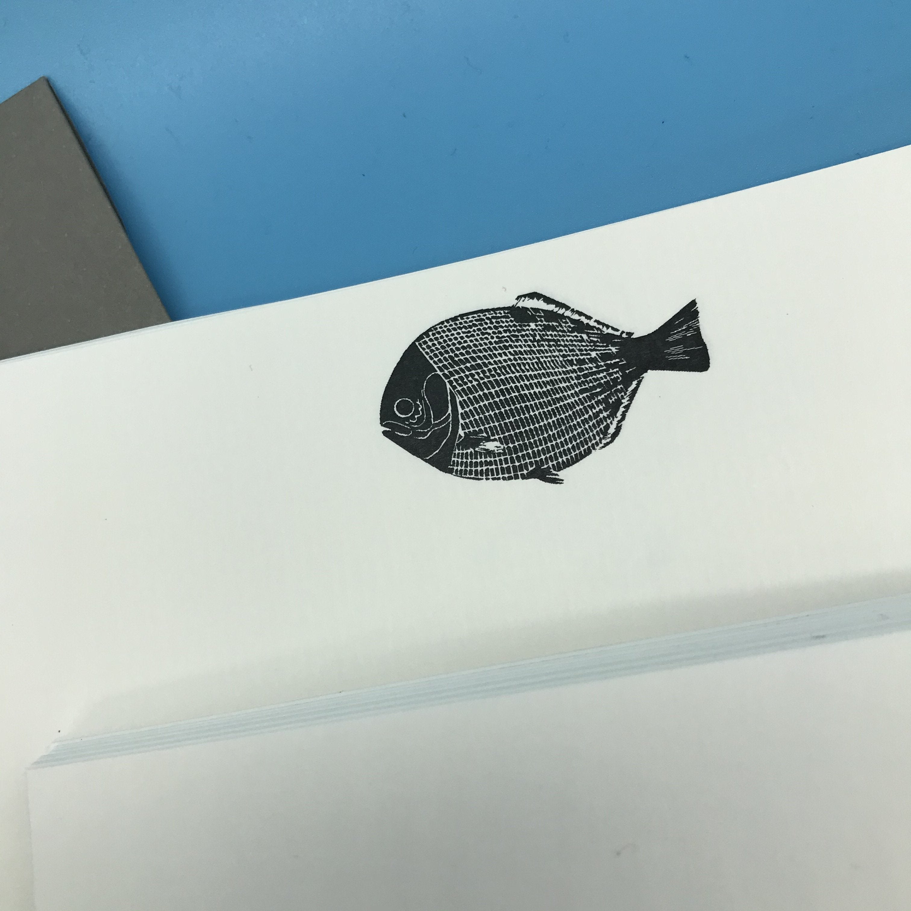 Linoprint Fish Writing Paper Compendium Wholesale Stationery